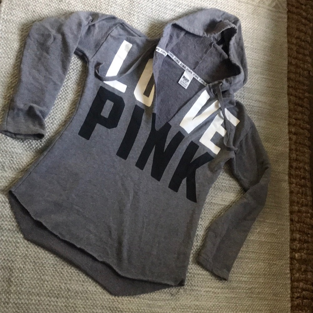 Vs Pink Logo Hooded Shirt - Gem